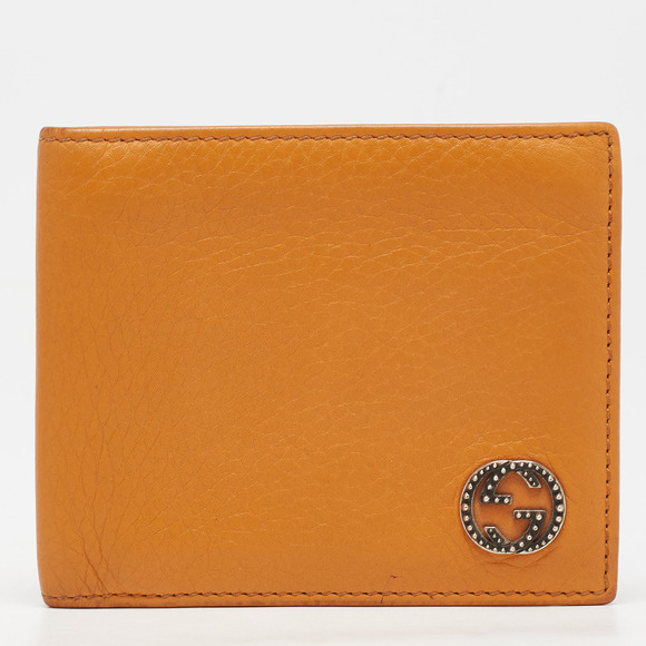 Gucci | Bags | Gucci Orange Leather Interlocking G Bifold Wallet | Poshmark